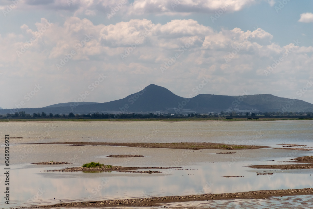 Desolate landscape of an ancient lake that is drying up due to global ...