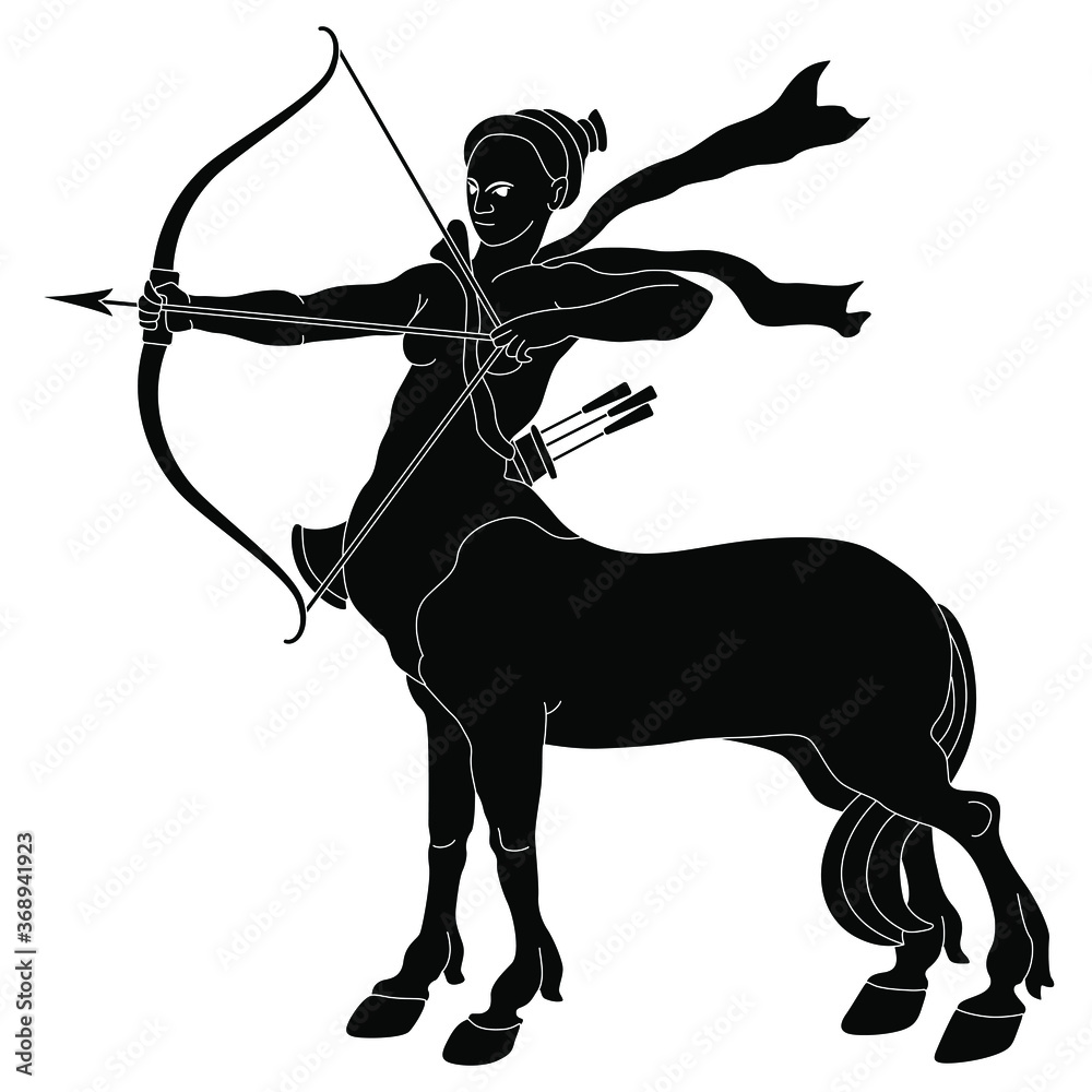 Archer Centauride or centauress. Female centaur shooting a bow and ...
