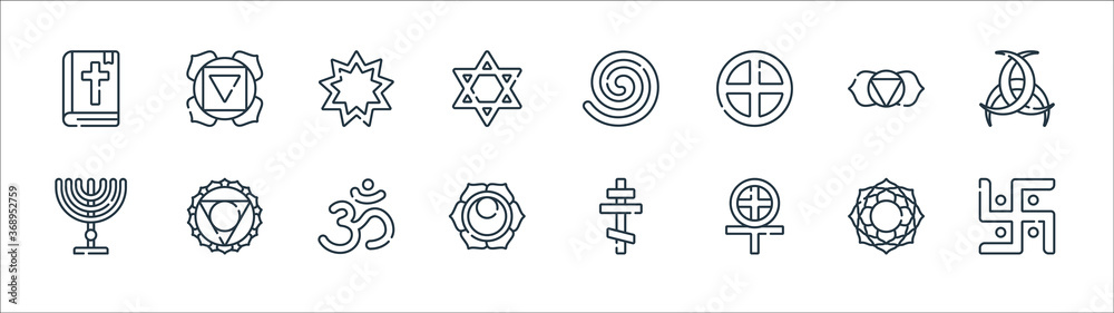 spiritual symbols line icons. linear set. quality vector line set such ...