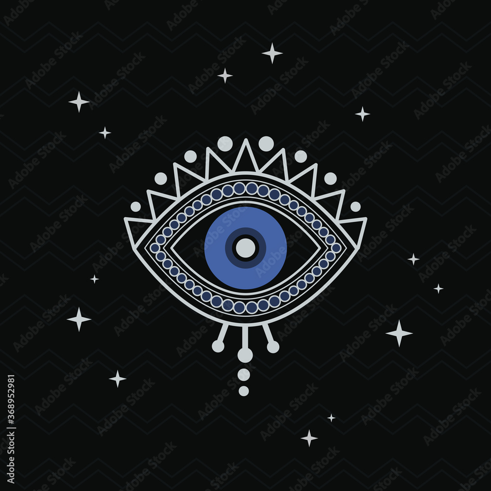 Protection from evil eye talisman, blue eye in the night sky ...