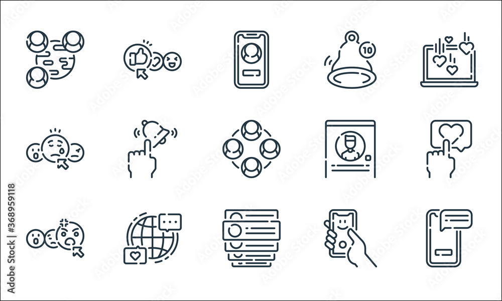 social media line icons. linear set. quality vector line set such as ...