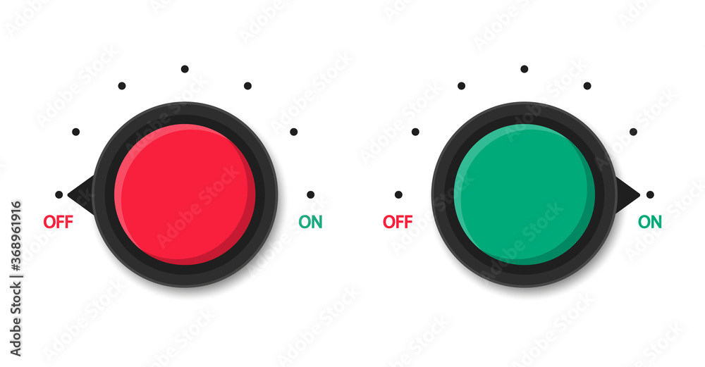 Toggle switch on and off. Red and green round buttons. Scales meter ...