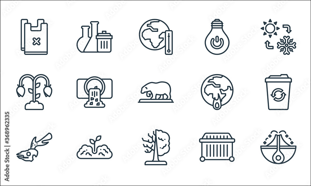 climate change line icons. linear set. quality vector line set such as ...