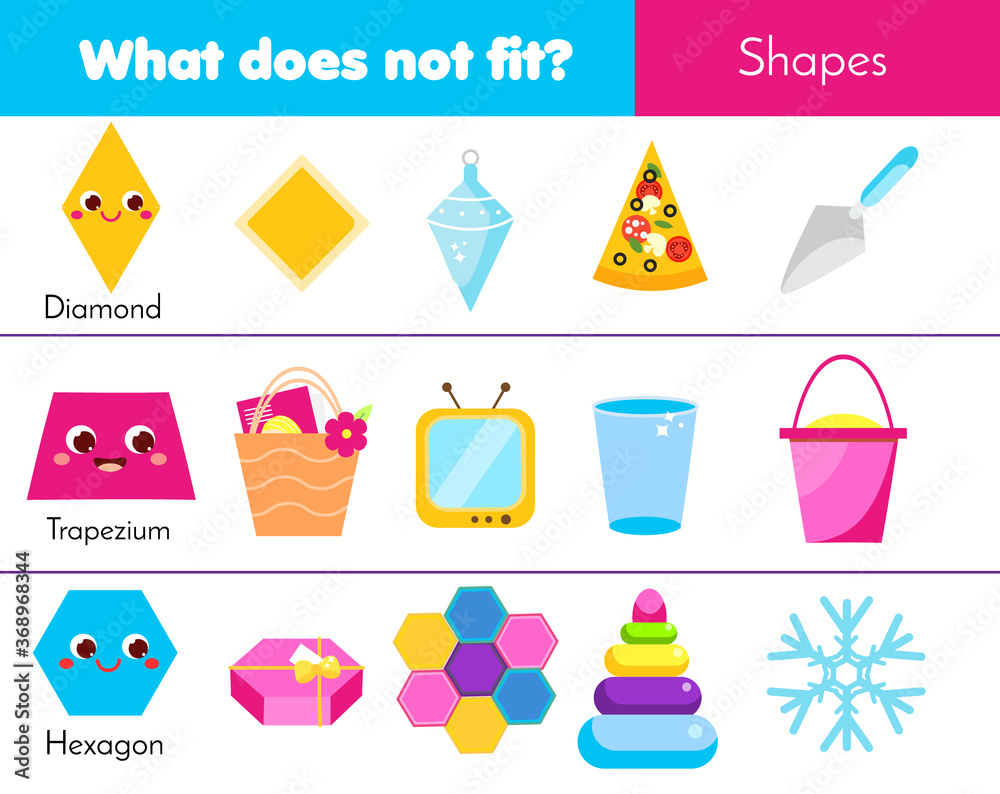 Educational children game. What does not fit type. learning geometric ...