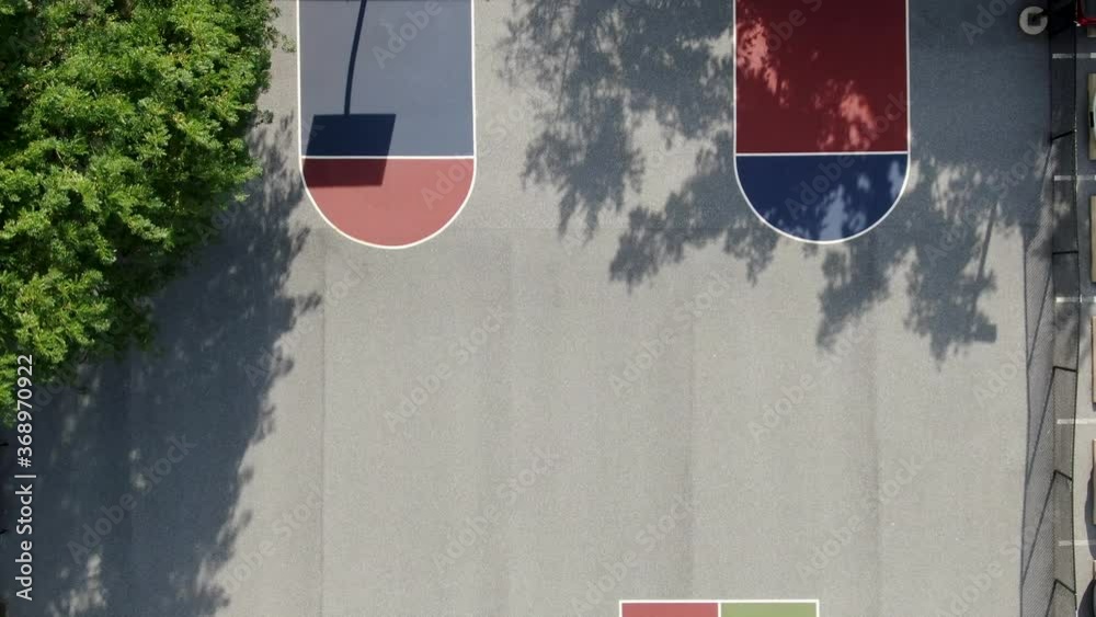 School playground, city school recess with four square, basketball ...