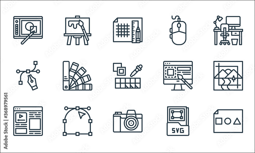 graphic design line icons. linear set. quality vector line set such as ...