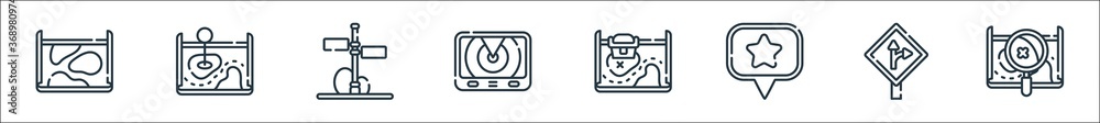 navigation and maps line icons. linear set. quality vector line set ...