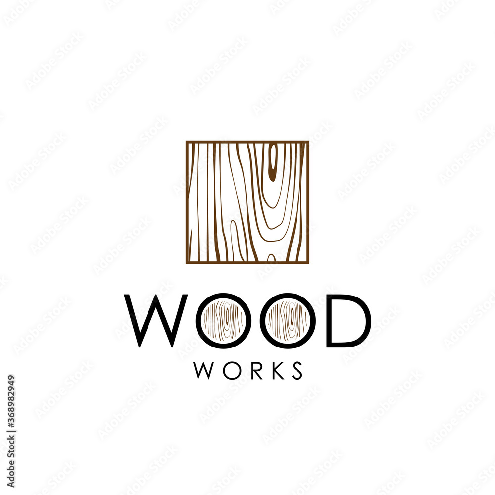 Wood work logo vector with wood pattern on square shape Stock Vector ...