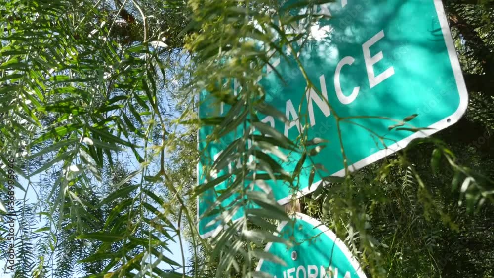 Freeway entrance sign on interchange crossraod in San Diego county ...
