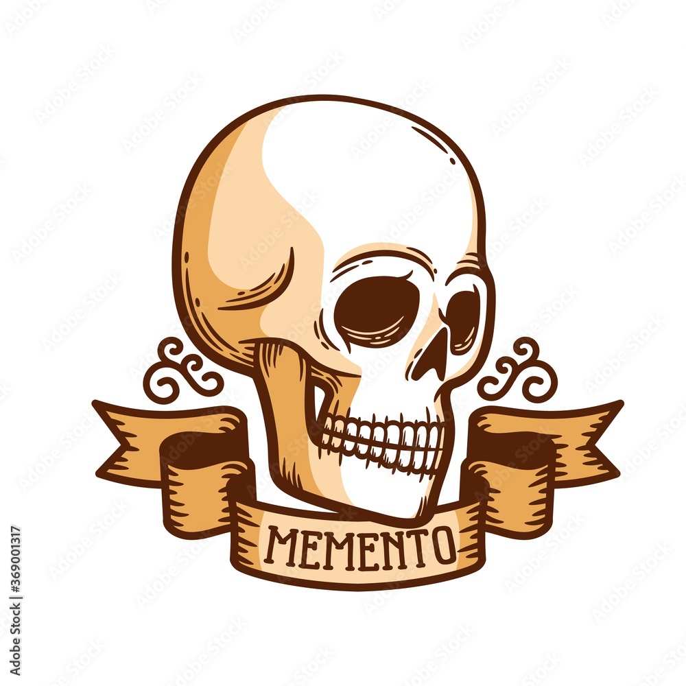 Skull logo templatewith ribbon, great design for any purposes. Skeleton ...