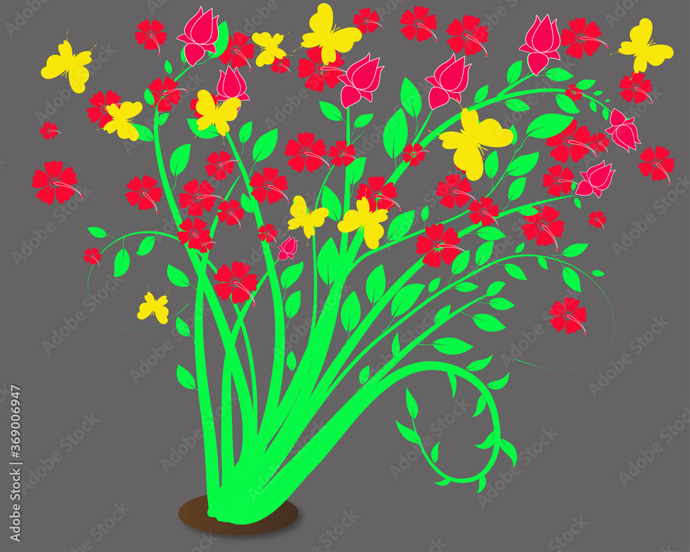 bunga raya flowers illustration Stock Illustration | Adobe Stock