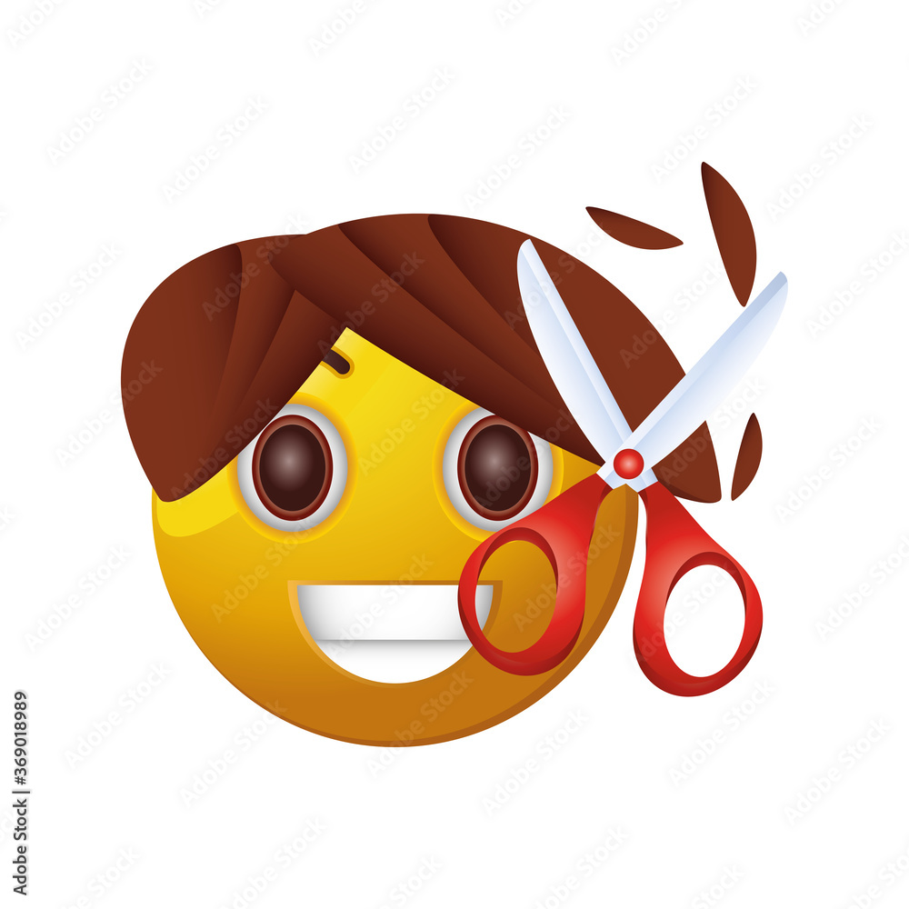 emoticon with scissors of haircut Stock Vector | Adobe Stock