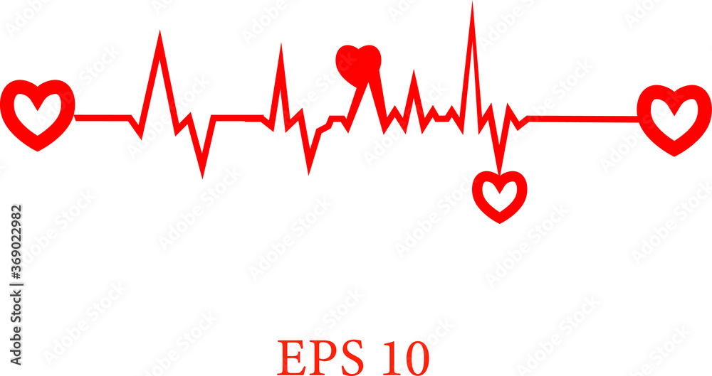 Heart and heartbeat symbol on reflective surface , Heart pulse, one ...