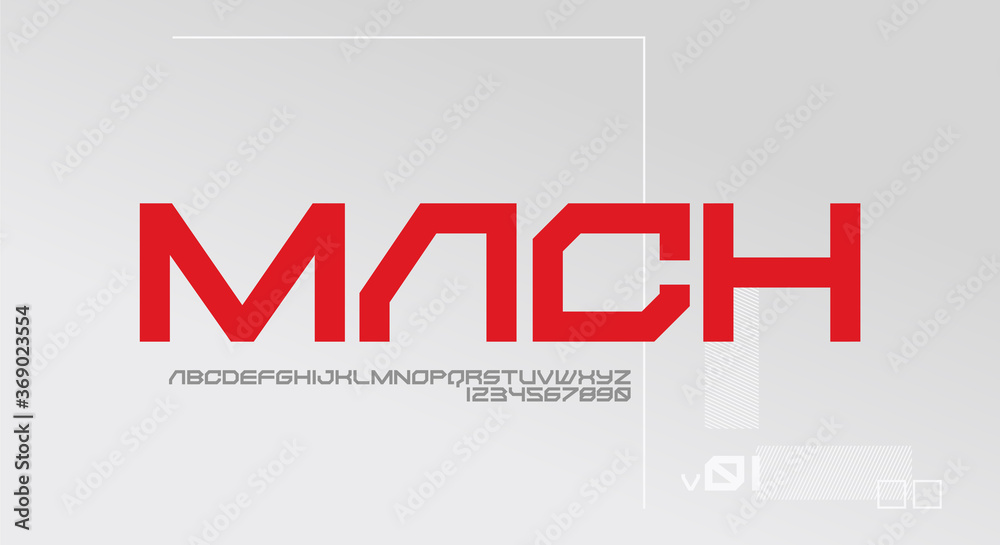 Mach, a bold and modern futuristic typeface alphabet font. vector ...