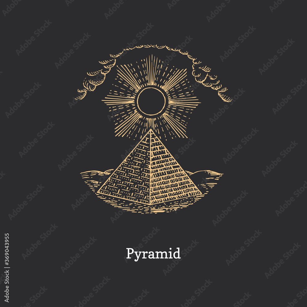 Drawn Pyramid, vector image in engraving style. Stock Vector | Adobe Stock