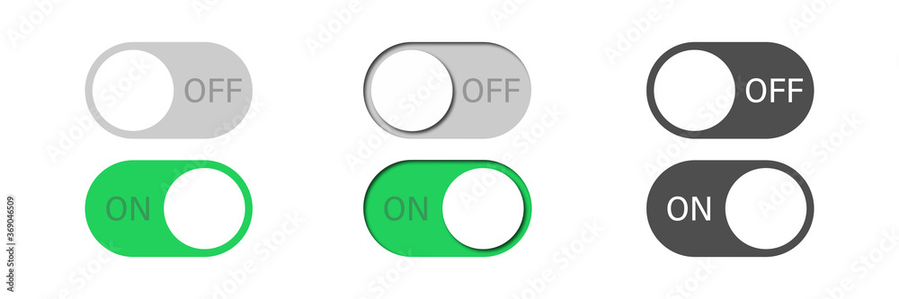 toggle vector switch slider button. on off. mobile phone ui interface turn power. control web ...
