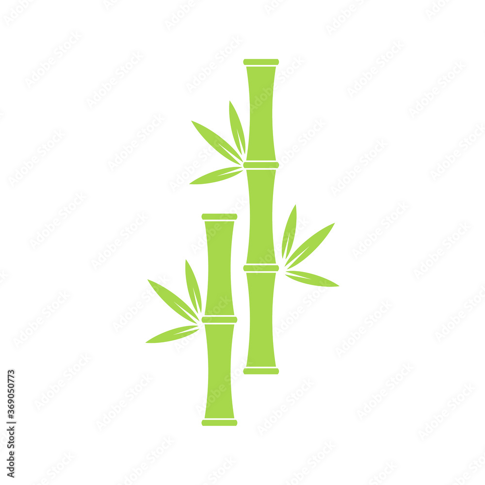 Icon of bamboo tree with leaves. Vector symbol, logo in green colour ...