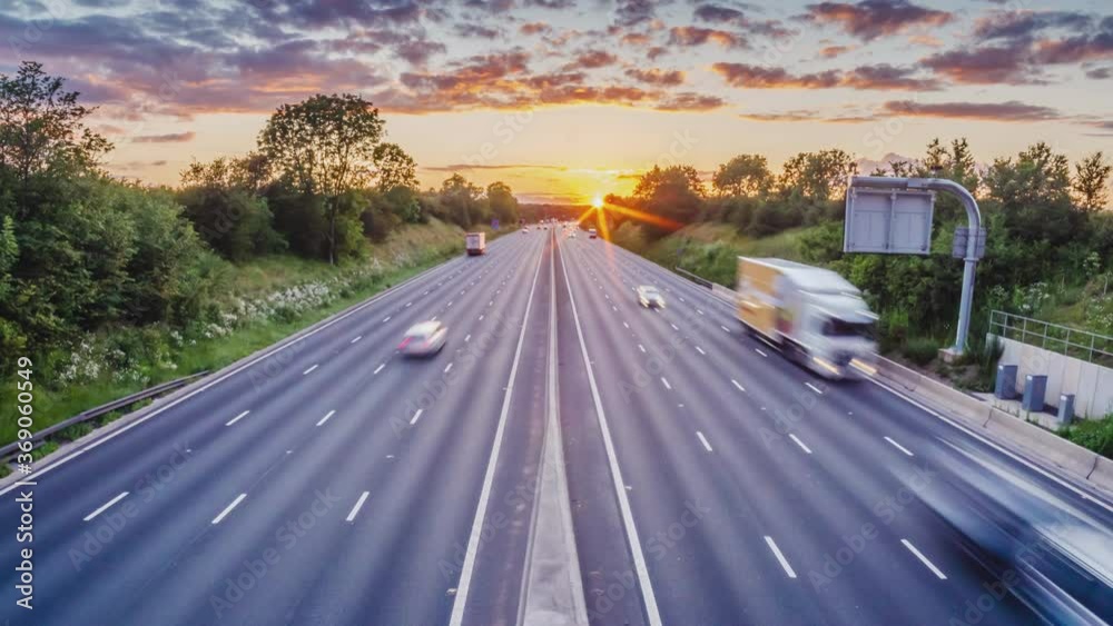sunset traffic moving on uk motorway in england timelapse Stock Video ...