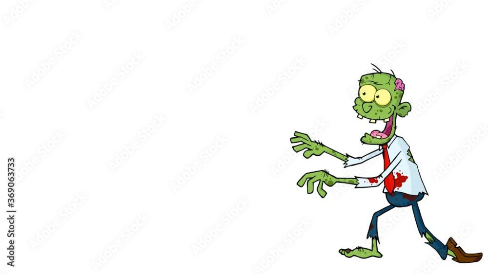 Funny Zombie Cartoon Character Walking With Hands In Front. 4K ...