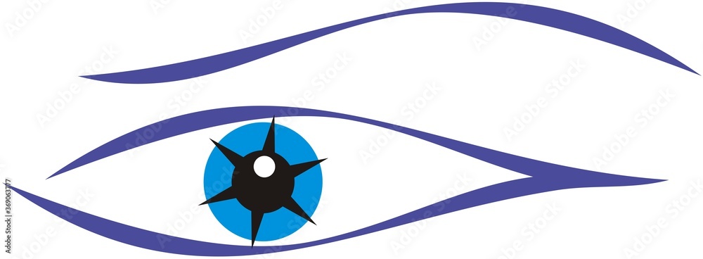 Blue eye symbol on a white backdrop. Laconic elegant eye symbol formed ...