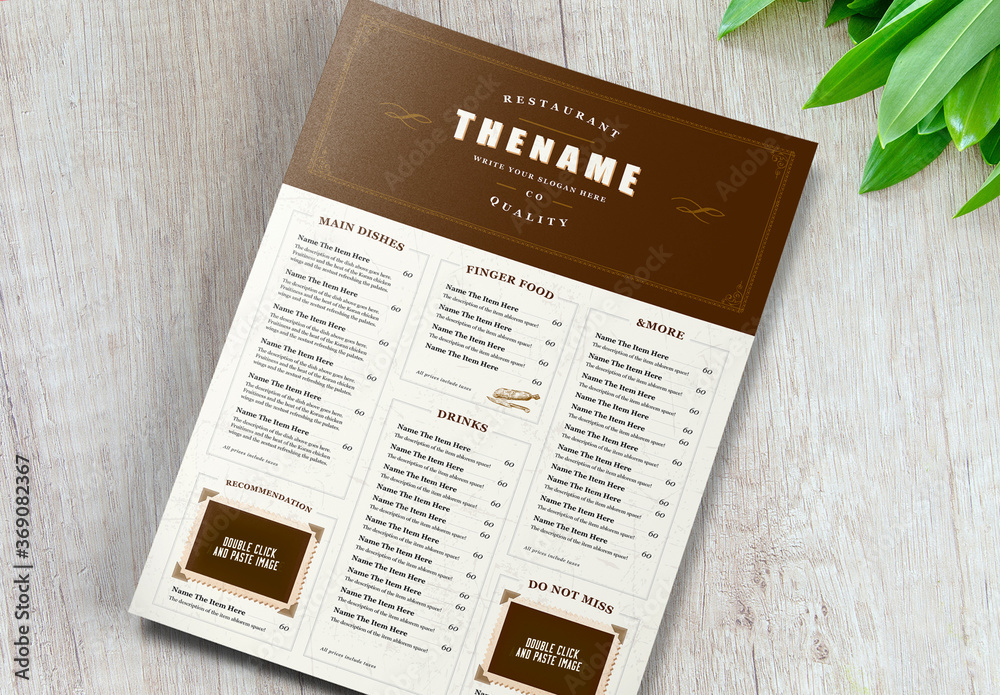 Classy Food Menu Poster Stock Template | Adobe Stock