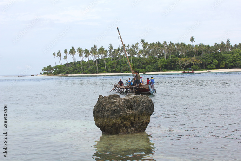 Island transportation between islands on Kitava Island, part of the ...