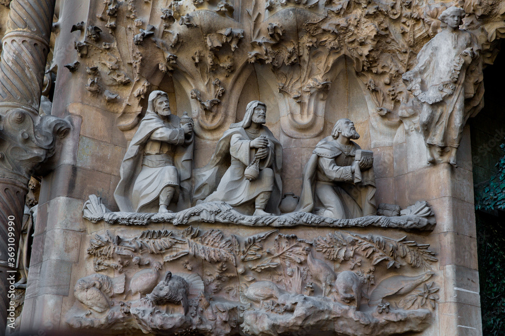 Barcelona, Spain, September 20, 2019. The Sagrada Familia, is a huge ...