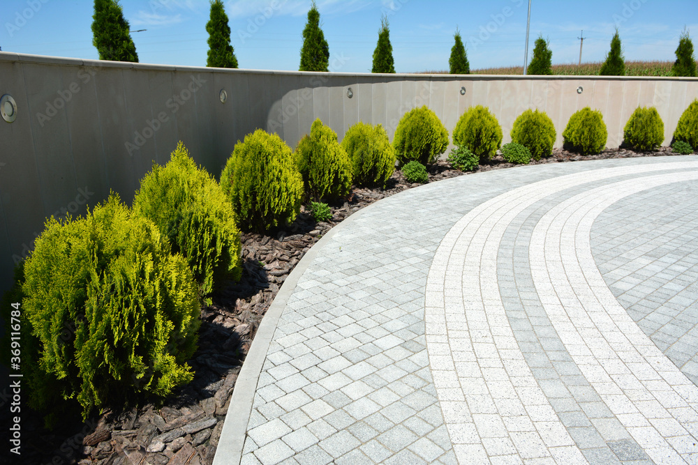 Design of landscaping in the garden, park, square, recreation area ...