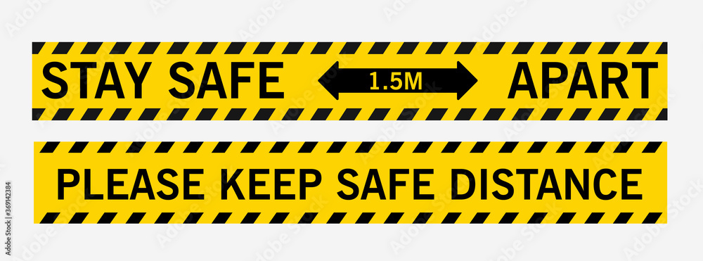Stay safe 1.5 meters apart. Please keep safe distance. Line sticker ...
