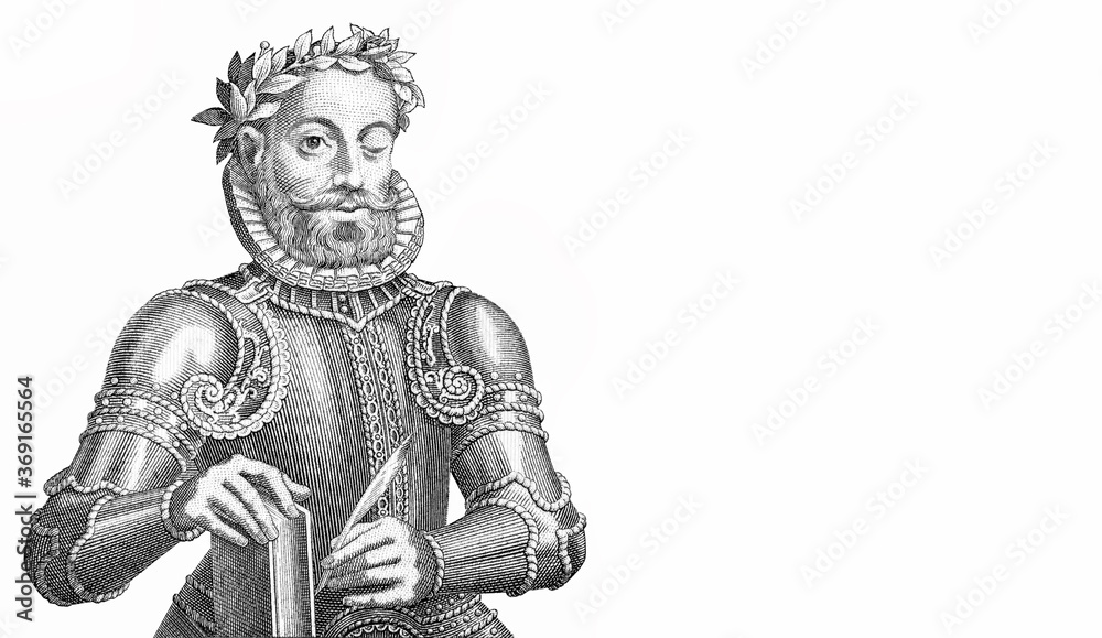 Luis Vaz de Camoes (Camoens), tgreat Portugal poet. Portrait from ...