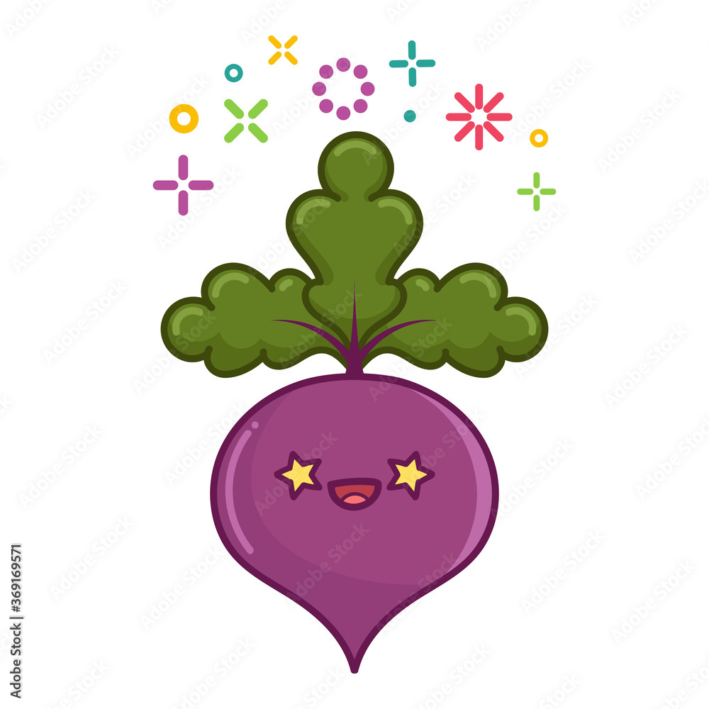 kawaii smiling beet cartoon illustration Stock Vector | Adobe Stock