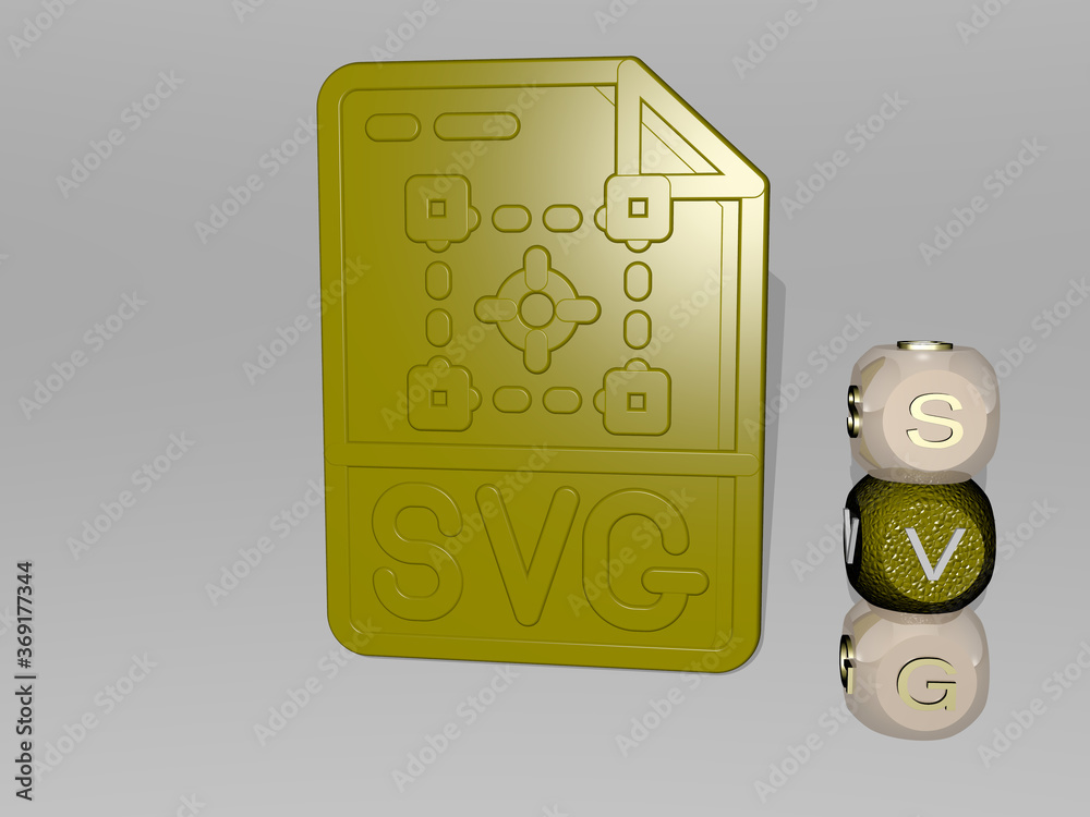3D graphical image of SVG vertically along with text built around the ...