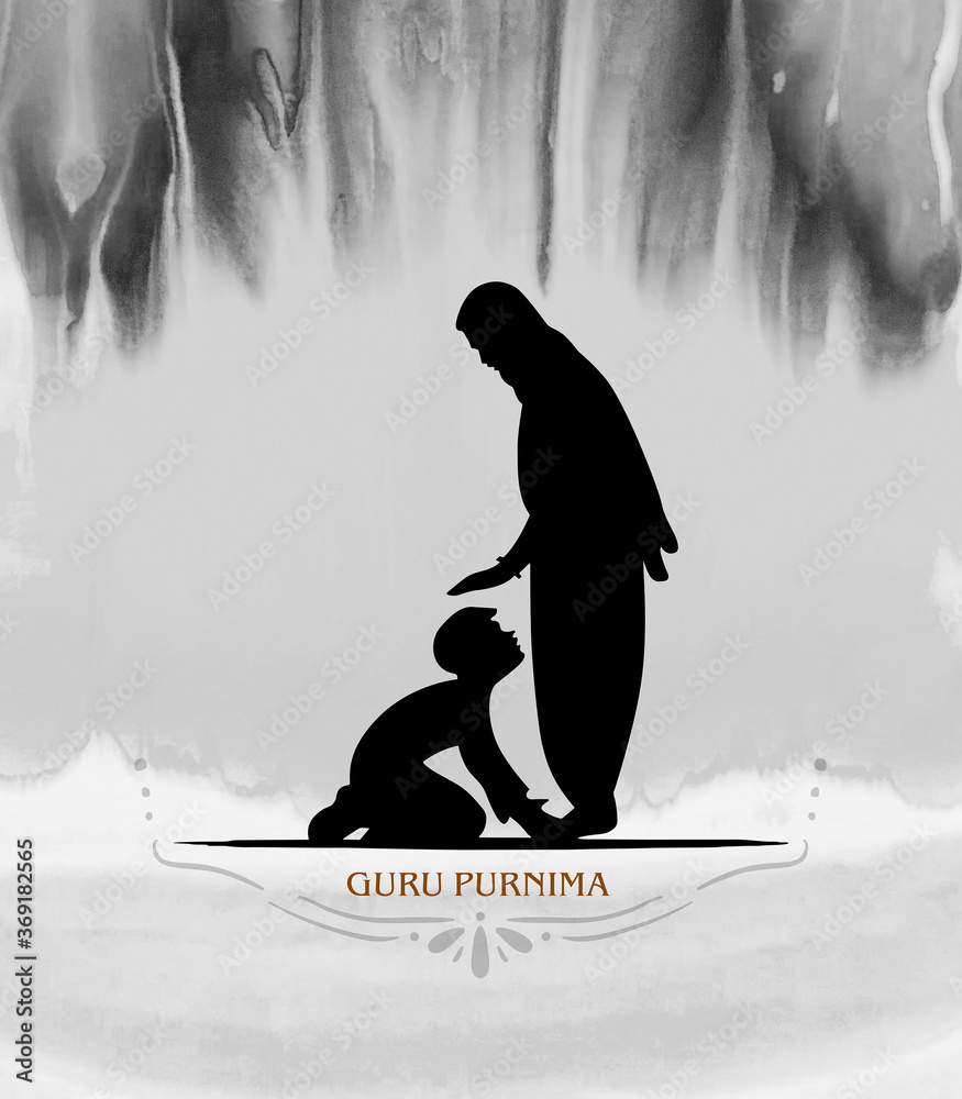 Guru Purnima | The Guru blesses the disciple. Stock Illustration ...