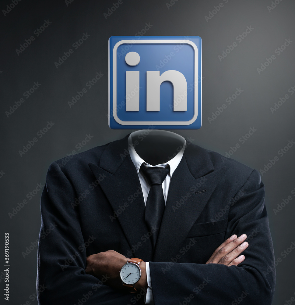 LinkedIn Logo as Businessman Head. Man on Suit Think About Social Media ...