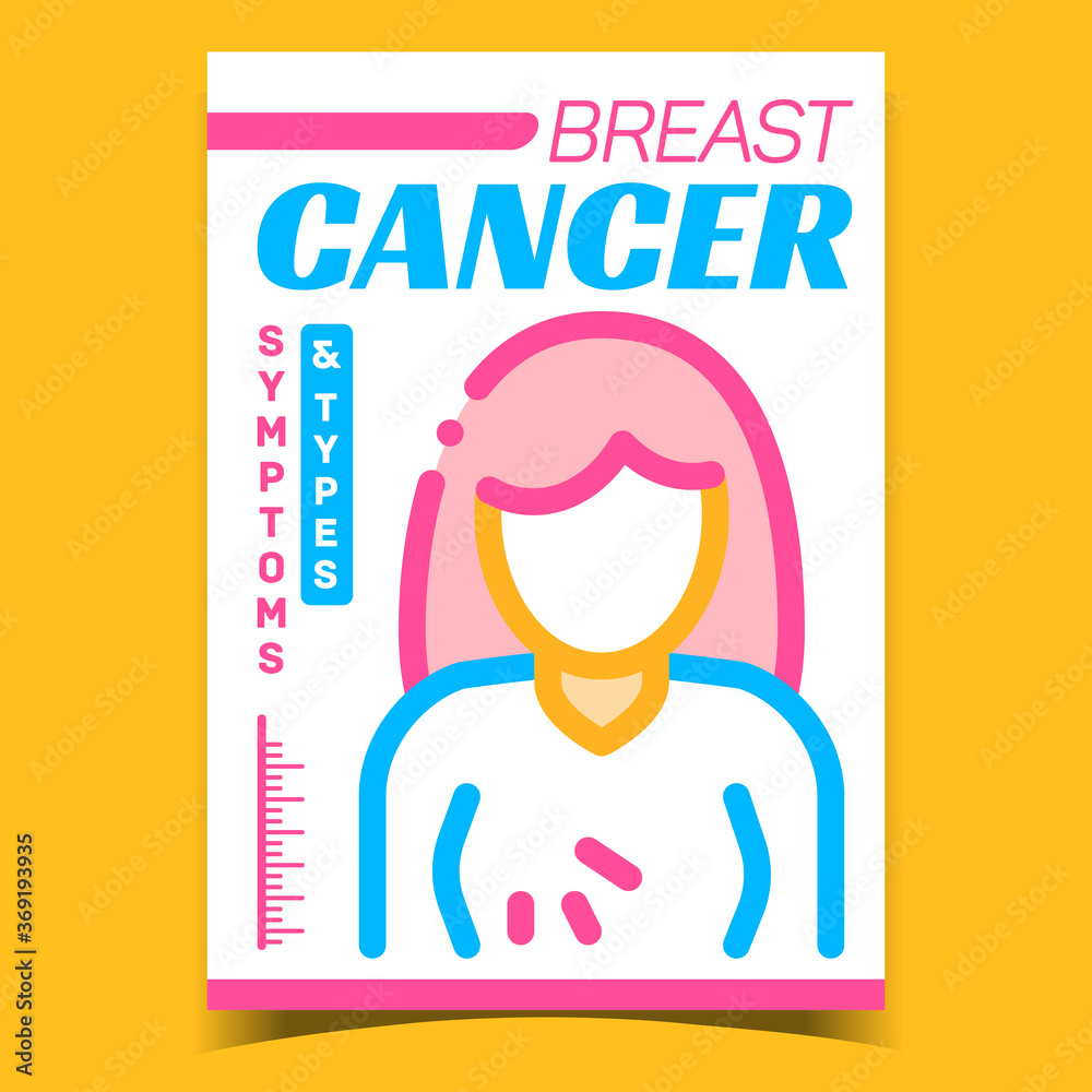 Breast Cancer Creative Advertising Poster Vector. Woman Breast Cancer ...