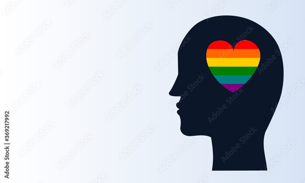 Human face shape and heart shape color symbol of LGBT. Stock Vector ...