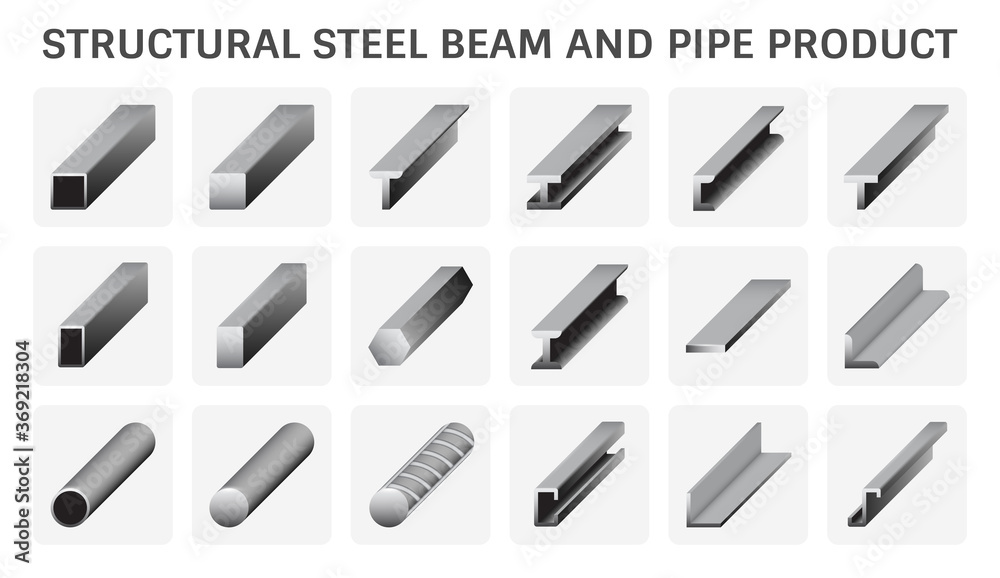 Structural steel beam and pipe product vector icon design. Stock Vector ...