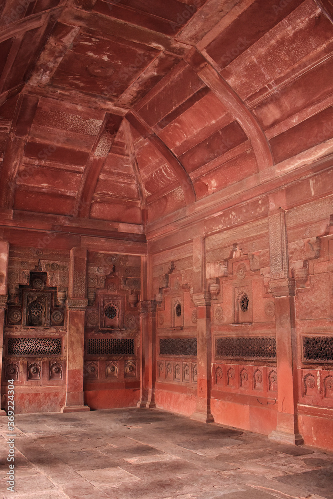 Interior detail of Ceiling Agra Fort, 16th-century fortress of red ...