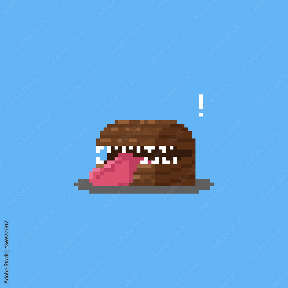 Vecteur Stock Pixel art wooden chest mimic monster character. | Adobe Stock