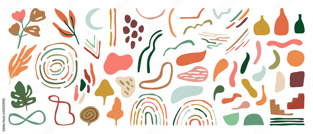 Hand drawn abstract arts vector element collection. Organic Shapes and ...