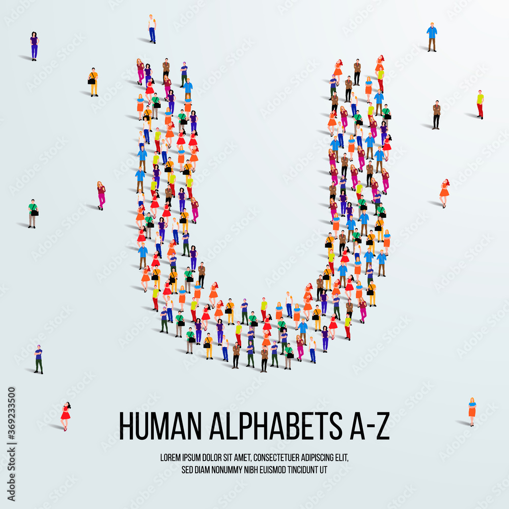 Large Group Of People Form To Create Capital Letter U Clean Vector large-group-of-people-form-to-create-capital-letter-u-clean-vector