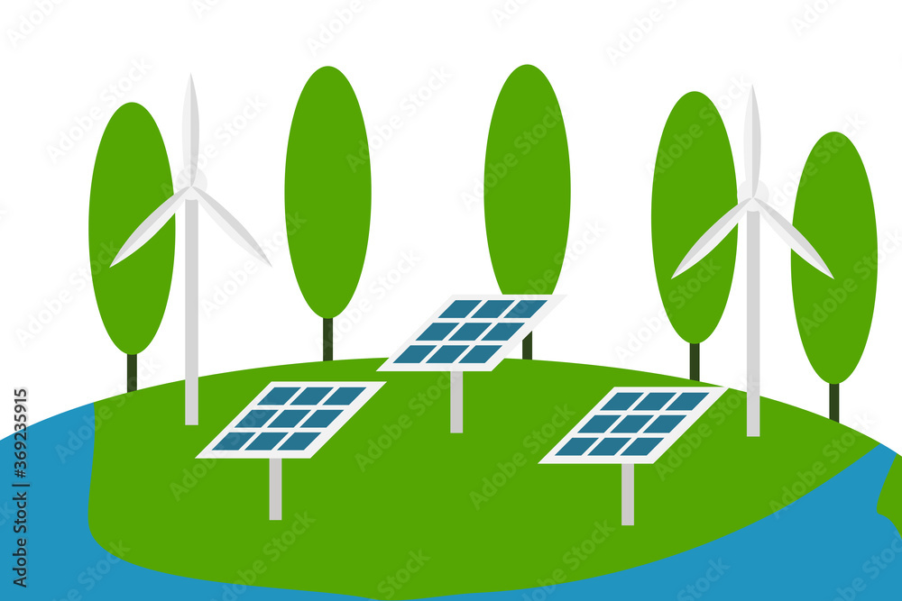 renewable energy concept. The earth using renewable energy from solar ...