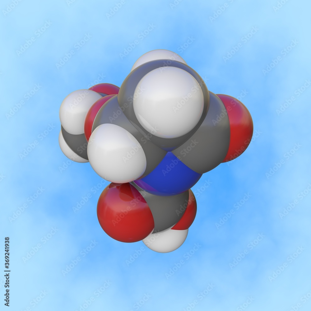 Molecular structure of clavulanic acid. Atoms are represented as ...