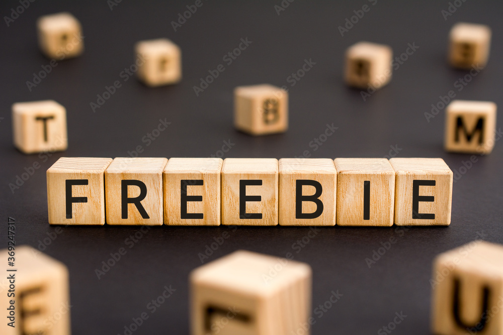Freebie - word from wooden blocks with letters, given free freebie ...
