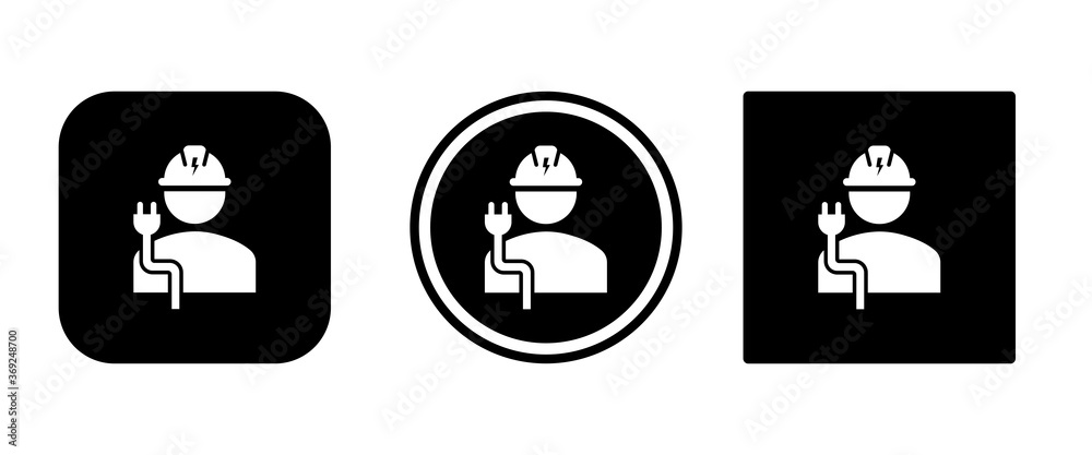 Electrician icons in flat design with elements for mobile concepts and ...