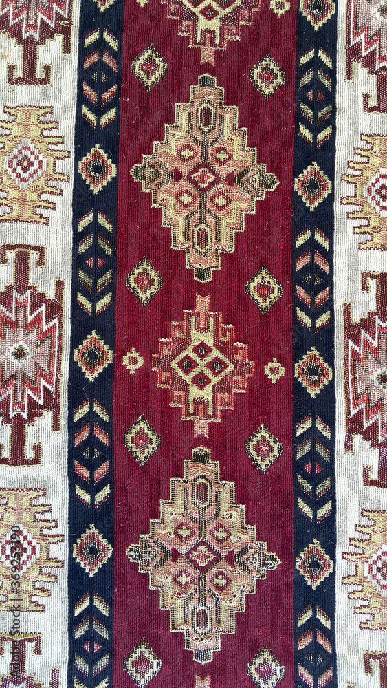 Fabric with Armenian pattern. Carpet detail with traditional ornaments ...