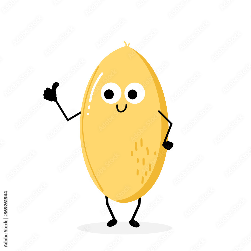 Cute cartoon rice with good thumbs up isolated on white background ...