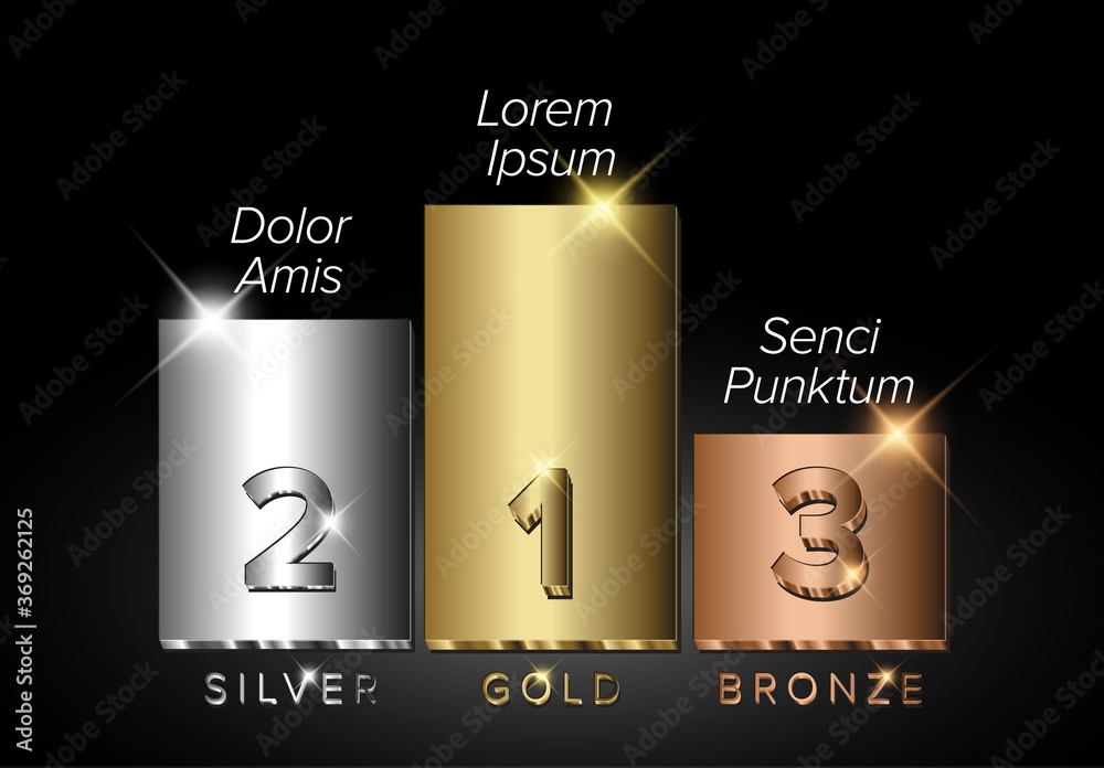 Gold, silver and bronze prize podium with winner names Stock Vector ...