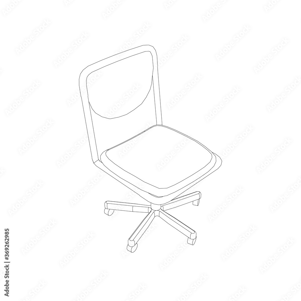Contour of a computer chair from black lines on a white background ...