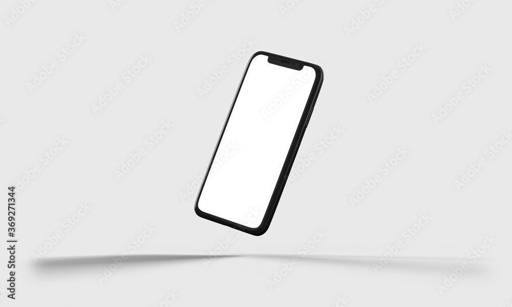 Phone Front View Slanted Left Floating in Mid Air Portrait Realistic ...